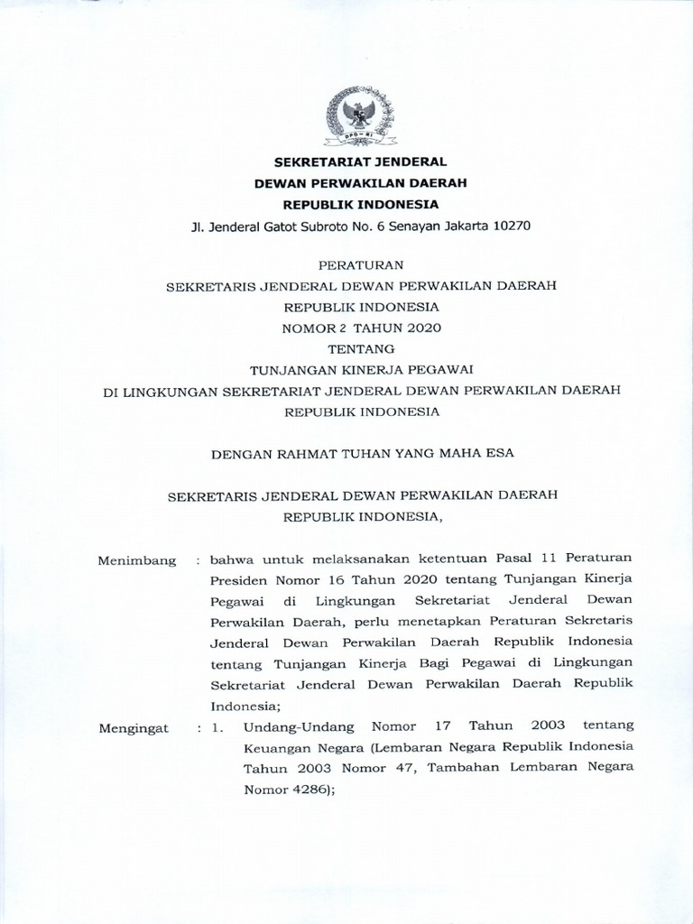 PERSEKJEN DPD RI No. 8 Tahun 2018 - Perubahan Atas Persekjen DPD RI No ...