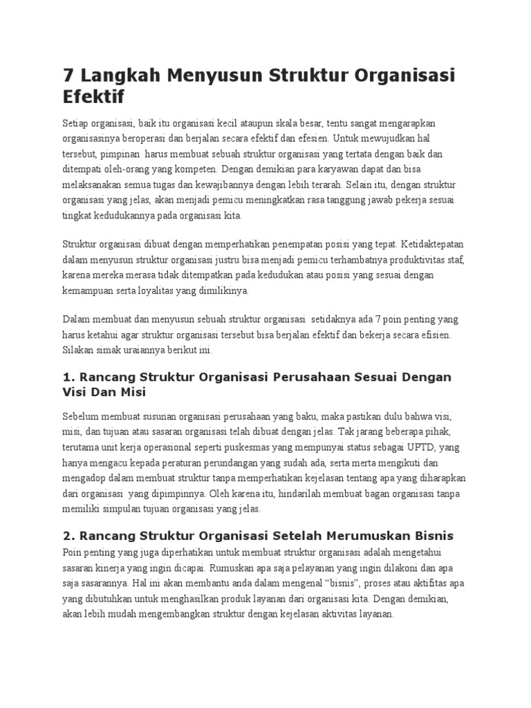 Prinsip Dasar Mengkaji Dan Menyusun Struktur Organisasi | PDF | Karier & Perkembangan | Bisnis