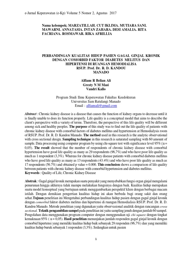 Jurnal Gangguan Ginjal | PDF | Chronic Kidney Disease | Chronic Condition