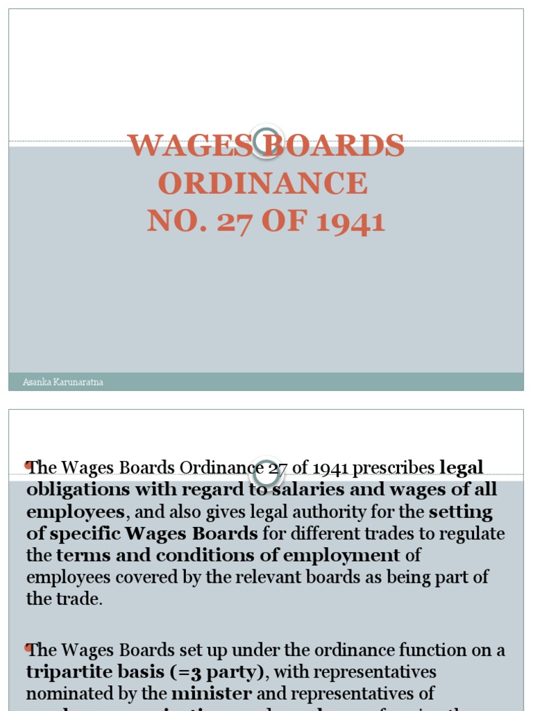 Wages Boards Ordinance Explained | PDF | Employment | Wage