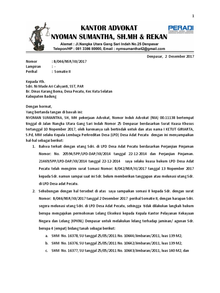 Somasi Ii | PDF | Hukum