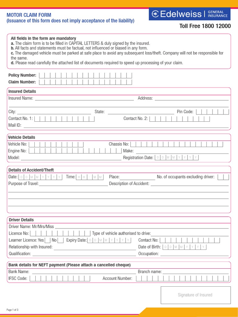 Motor Claim Form | PDF | Insurance | Subrogation