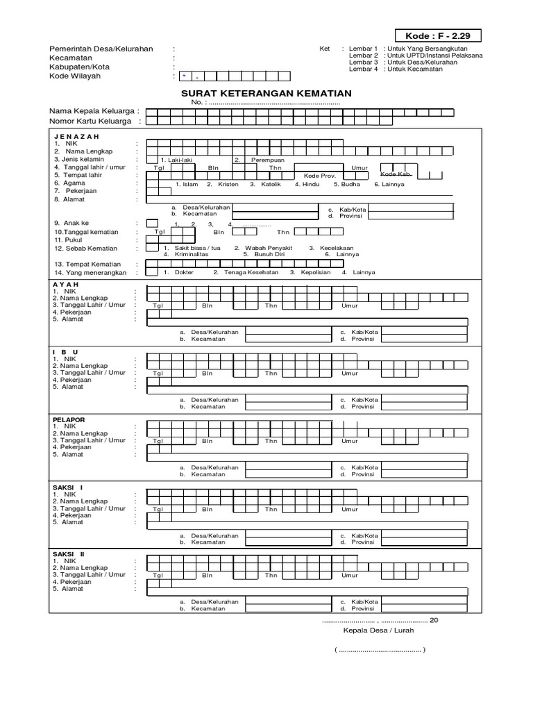 Formulir Surat Kematian F2.29 | PDF