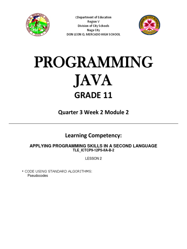 Programming Java Pseudocode Lesson Pdf Algorithms Computer Programming 2872