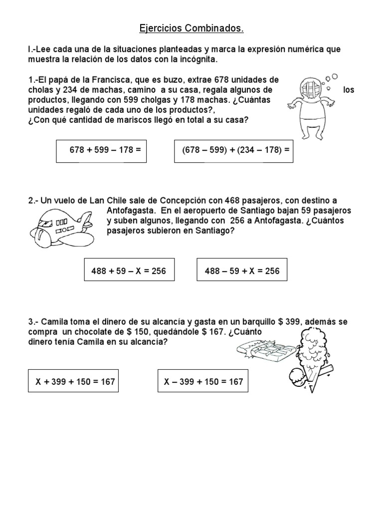 Ejercicios Combinado Ecuaciones | PDF