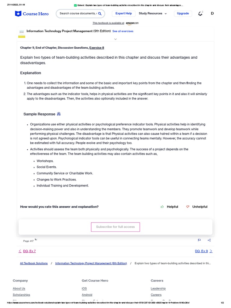Solved - Explain Two Types of Team-Building Activities Described in This Chapter and Discuss ...