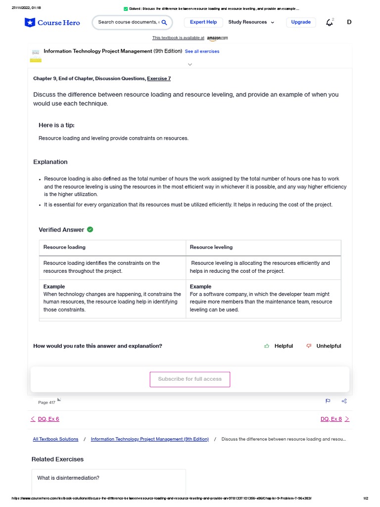 Solved - Discuss The Difference Between Resource Loading and Resource ... Solved - Discuss The Difference Between Resource Loading and Resource ...