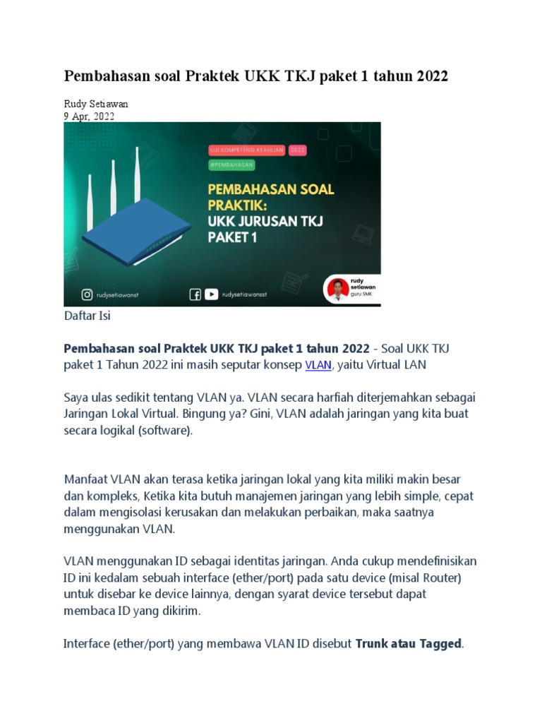Pembahasan Soal Praktek UKK TKJ Paket 1 Tahun 2022 | PDF