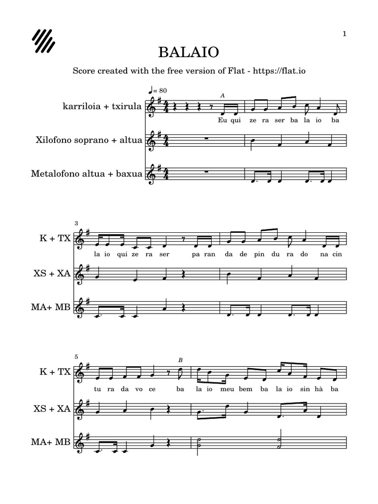Balaio Music Score Overview | PDF