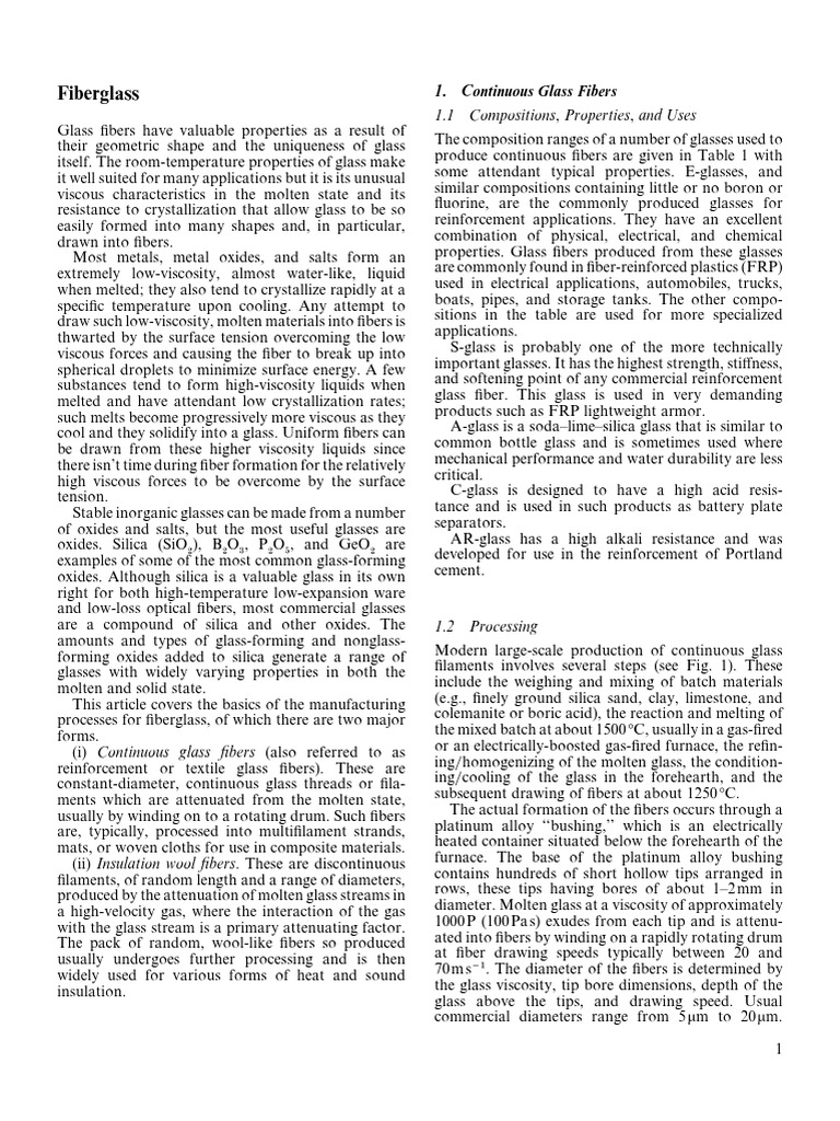 Fiber Glass | PDF | Fiberglass | Glasses
