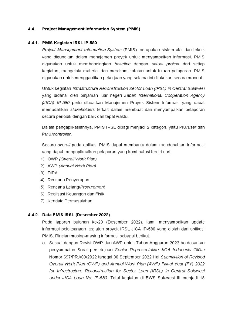 Pmis Laporan 20 (Desember 2022) - R1 | PDF