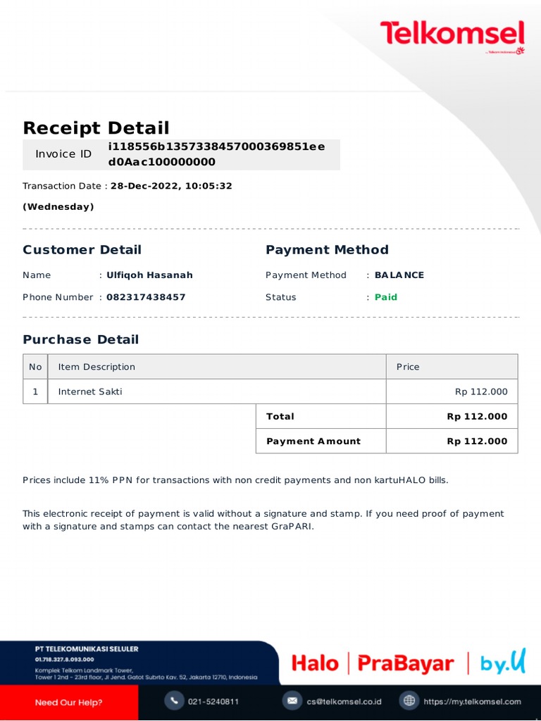 Receipt Detail Invoice ID Ic100000000 | PDF