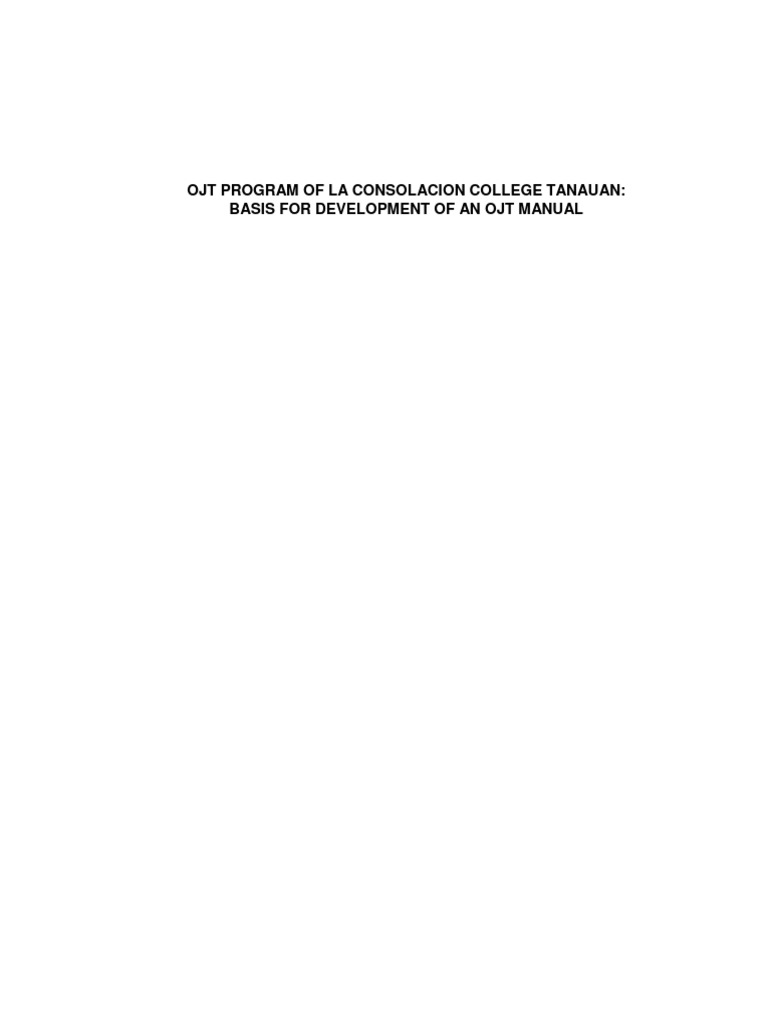 Ojt Program of La Consolacion College Ta | PDF | Learning | Educational ...