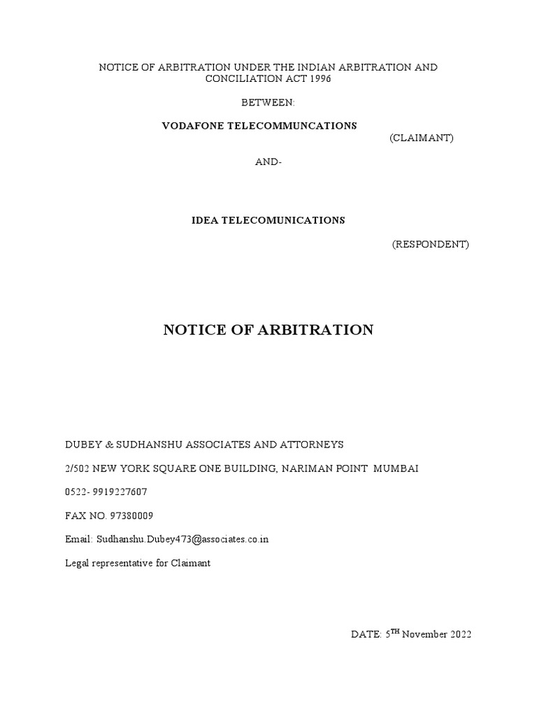 Notice Arbitration | PDF | Arbitration | Damages