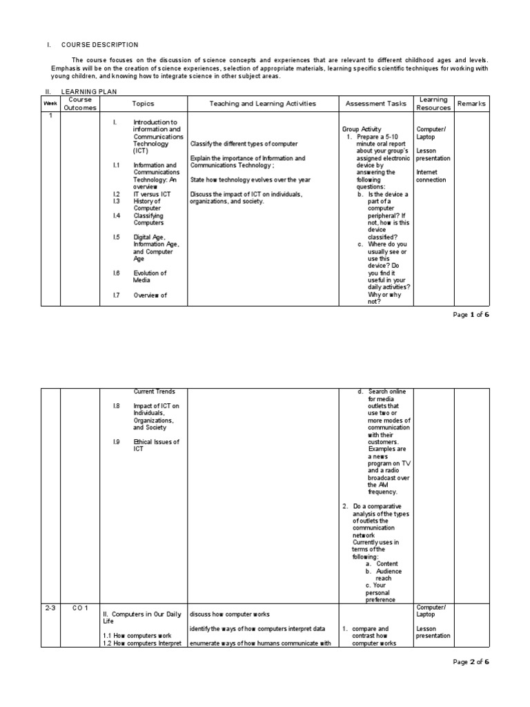 GE - Living in The IT Era Syllabus | PDF | Educational Technology ...