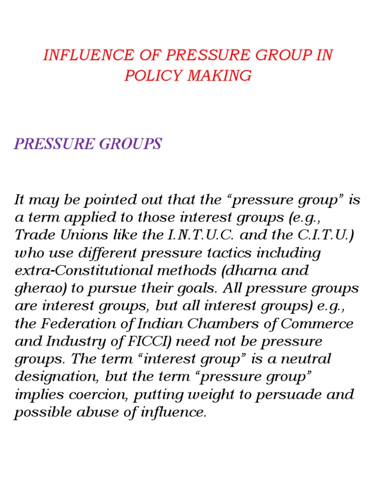 Influence of Pressure Group in Policy Making | PDF | Advocacy Group ...