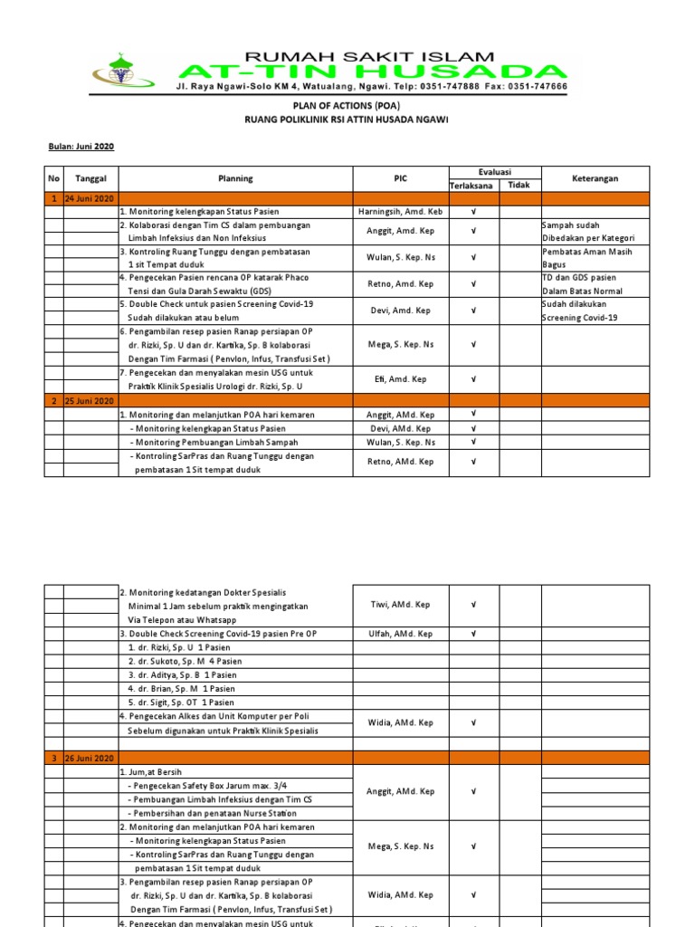 Poa Poliklinik 2020 | PDF | Sains & Matematika