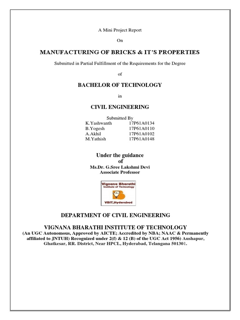 Mini Project Final | PDF | Brick | Fly Ash