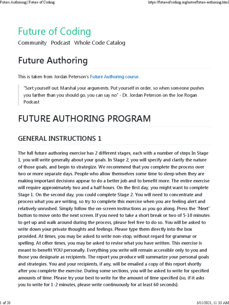 Future Authoring Future of Coding | PDF | Goal | Thought