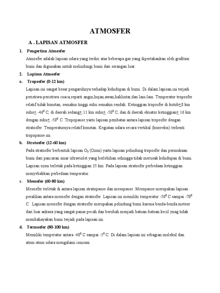 Tugas Geografi Atmosfer Litosfer Hidrosfer | PDF