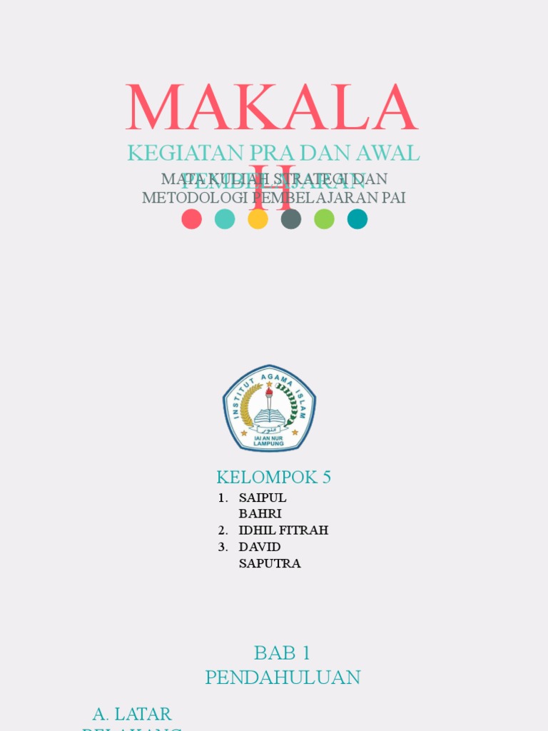 Kegiatan Pra Dan Awal Pembelajaran | PDF