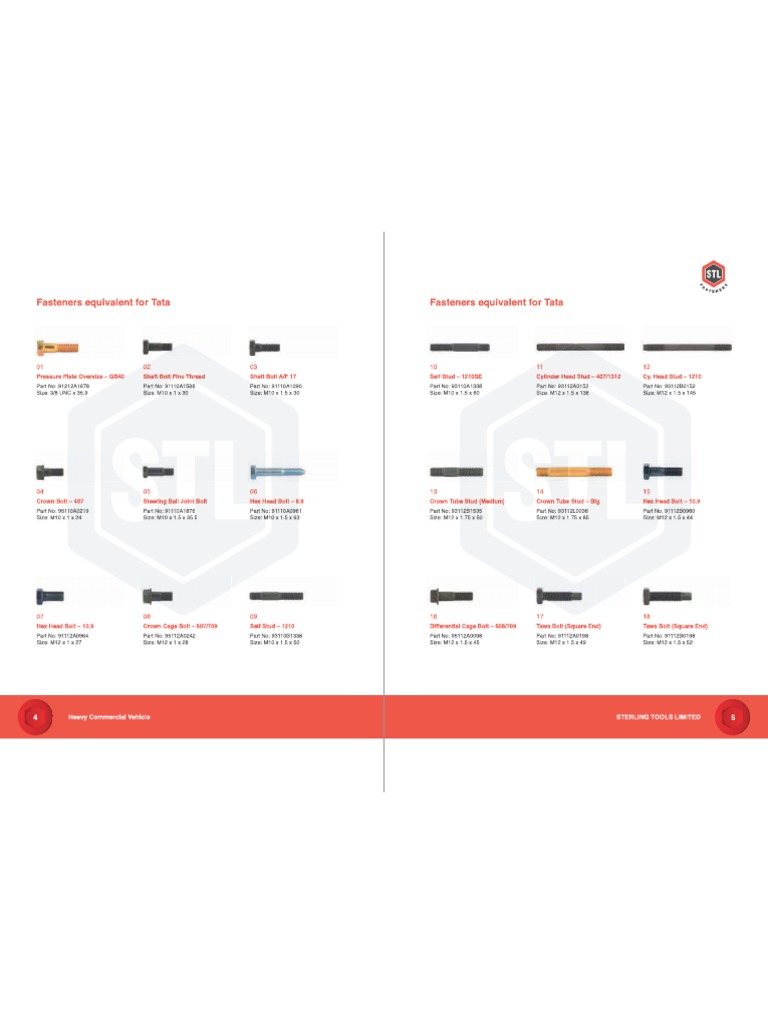 Fastners For TATA Vechicle List | PDF