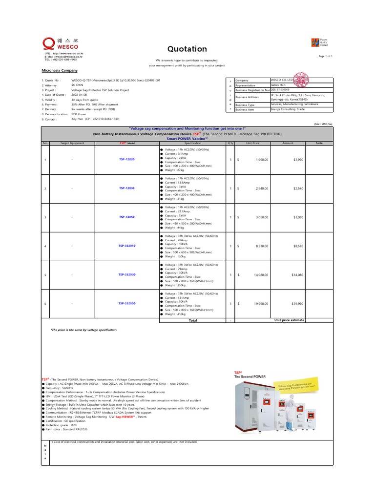 WESCO-Q-TSP-Micronasia (1p235K 3p103050K 3sec) - 220408-001 | PDF | Alternating Current ...
