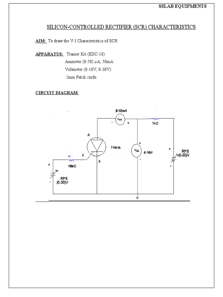 BEE LAB - SCR Characteristics | PDF | P–N Junction | Field Effect ...