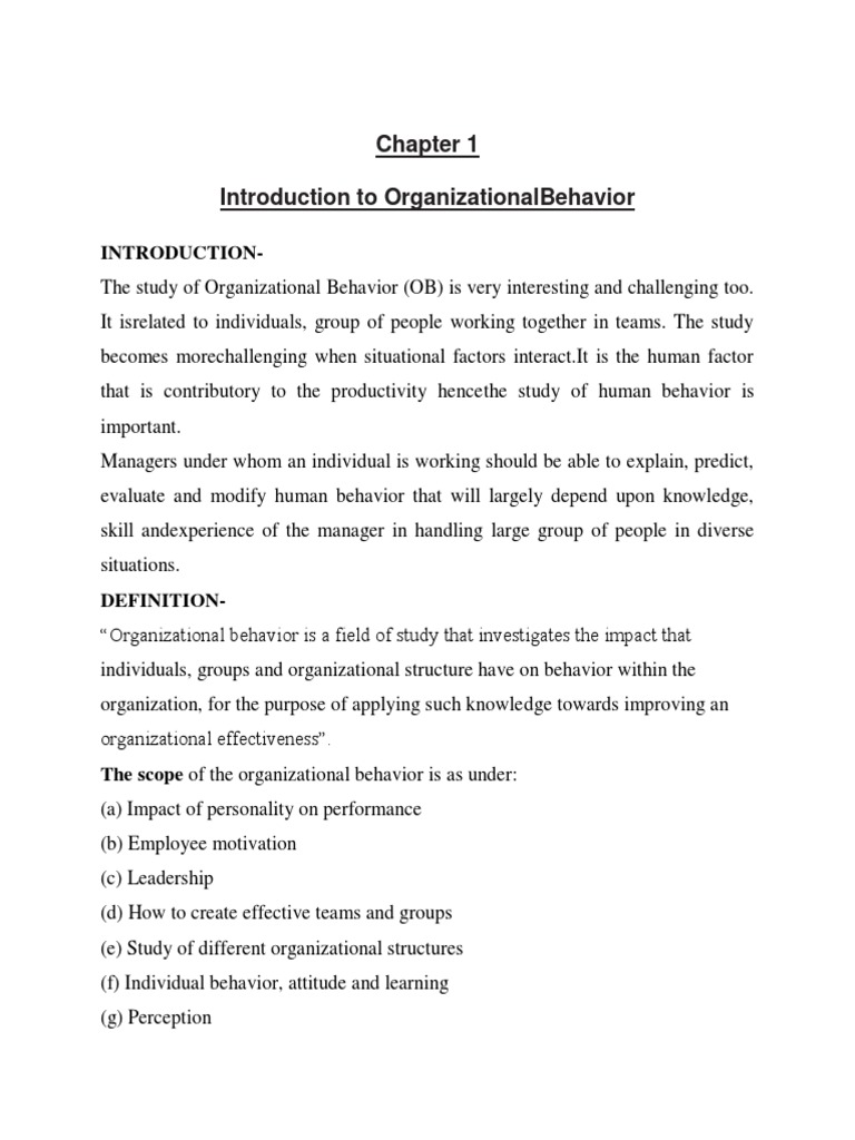 Introduction to Organizational Behavior | PDF | Organizational Behavior ...