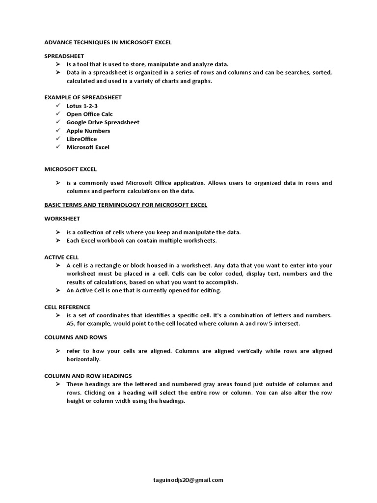 Microsoft Excel | PDF | Spreadsheet | Microsoft Excel