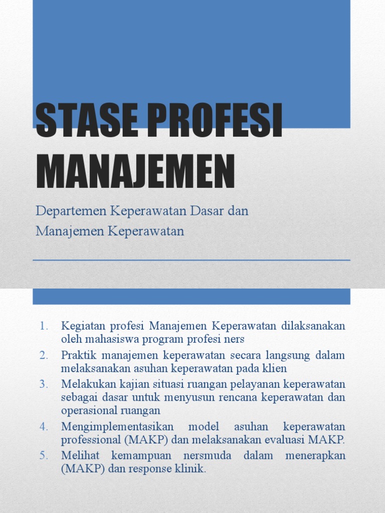 Stase Profesi Manajemen 2021 | PDF