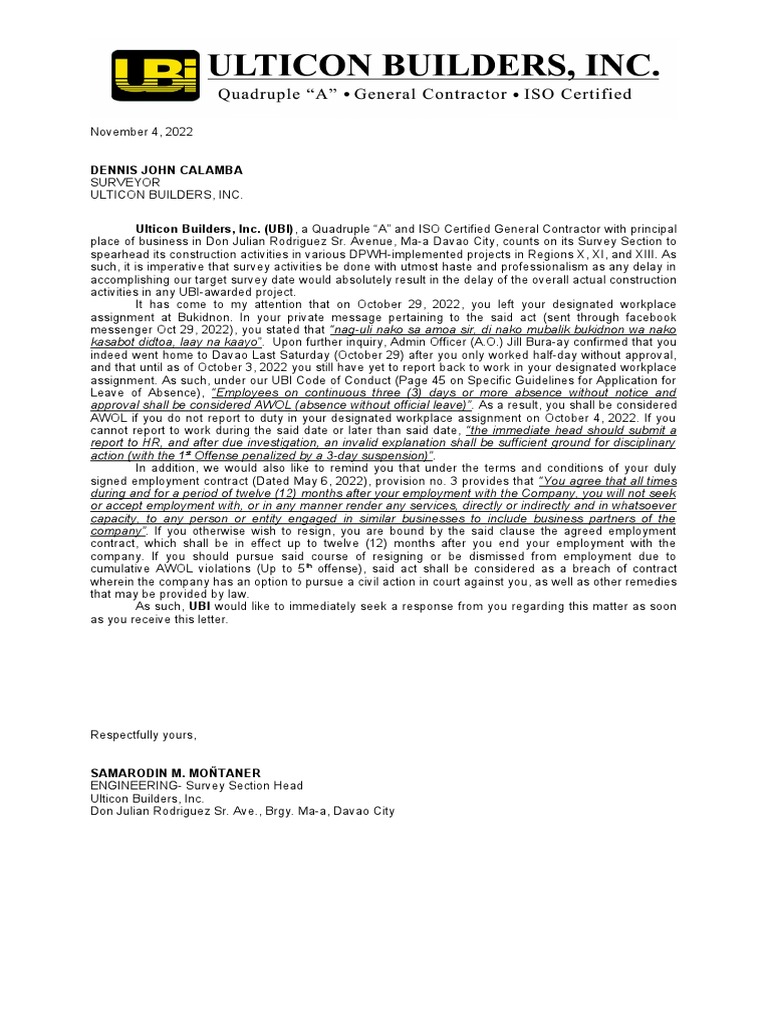 1) Letter Request To Terminate Fuel Supply and Equipment Loan Agreement ...