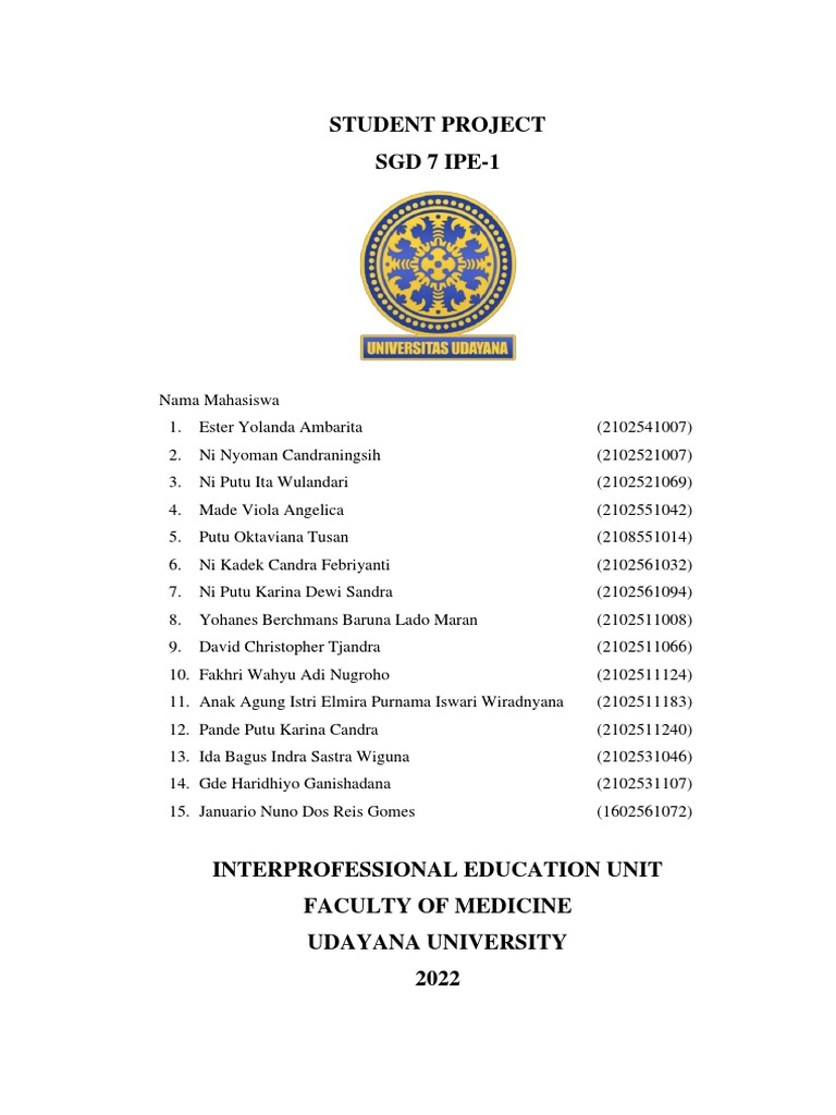 Student Project SGD 7 IPE-1 | PDF