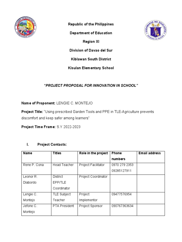 innovation project proposal | PDF | Learning | Teachers