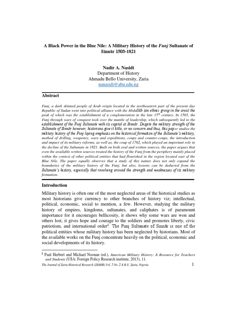 A Black Power in The Blue Nile: A Military History of The Funj ...