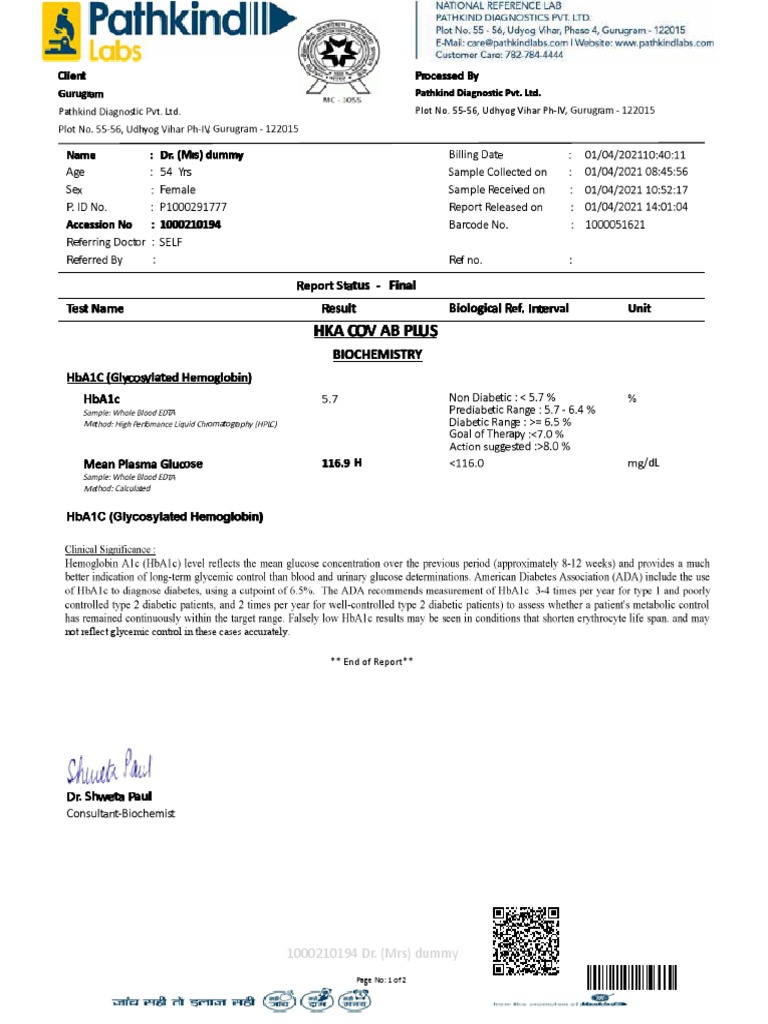 HbA1c Pathkind | PDF