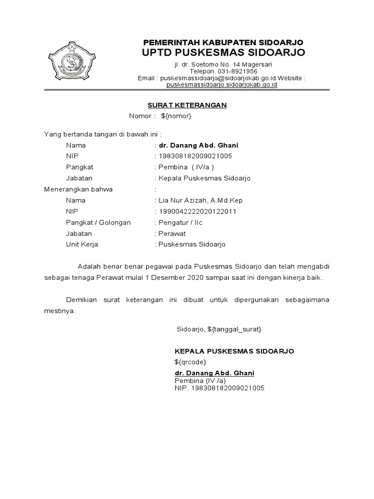 Surat Keterangan Pegawai Lia | PDF