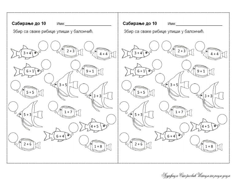 Sabiranje Do 10 Ribice2 | PDF