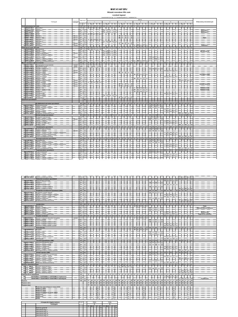 Mintatanterv: Műszaki Menedzser BSC Szak | PDF
