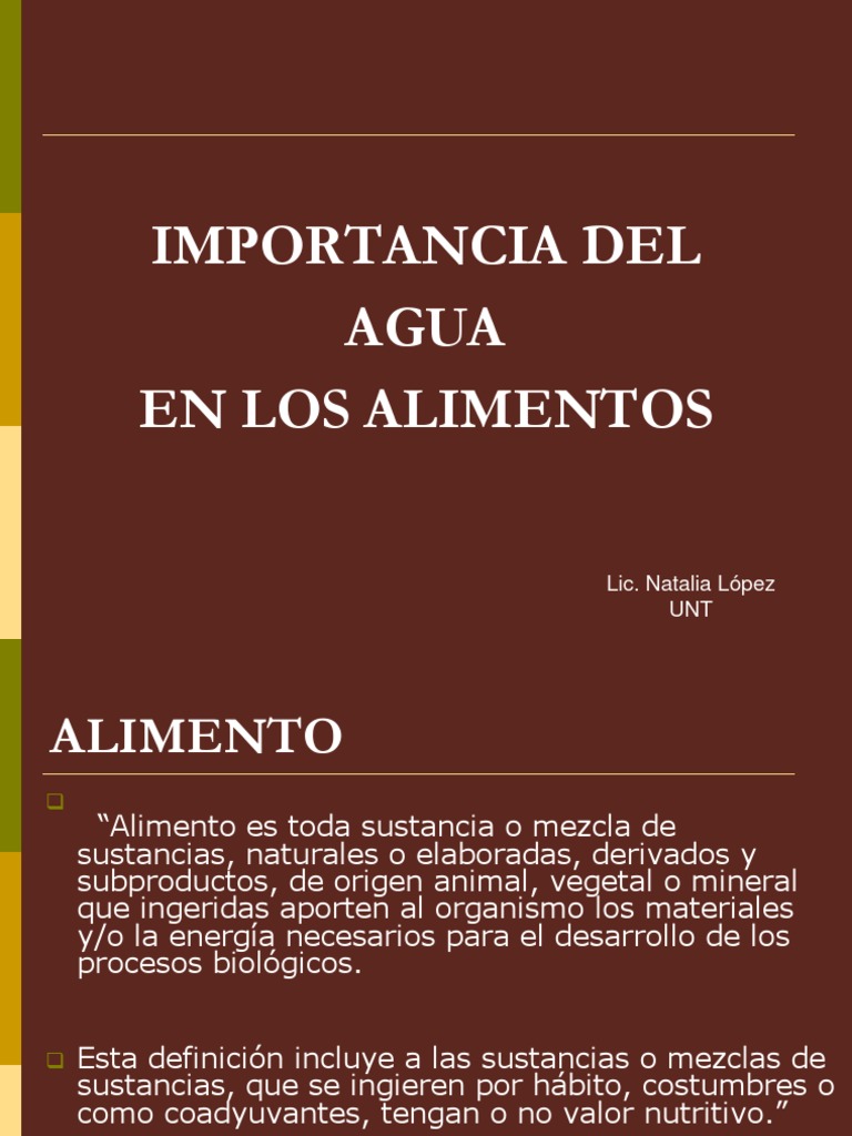 Importancia Del Agua en Los Alimentos | PDF | Salud y bienestar