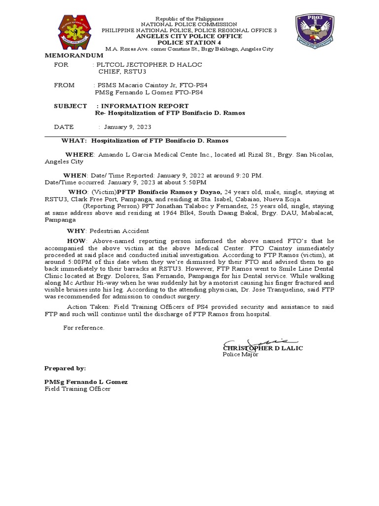 Hospitalization of PUPC Information Report September 16 2022 | PDF | Health Care | Medicine