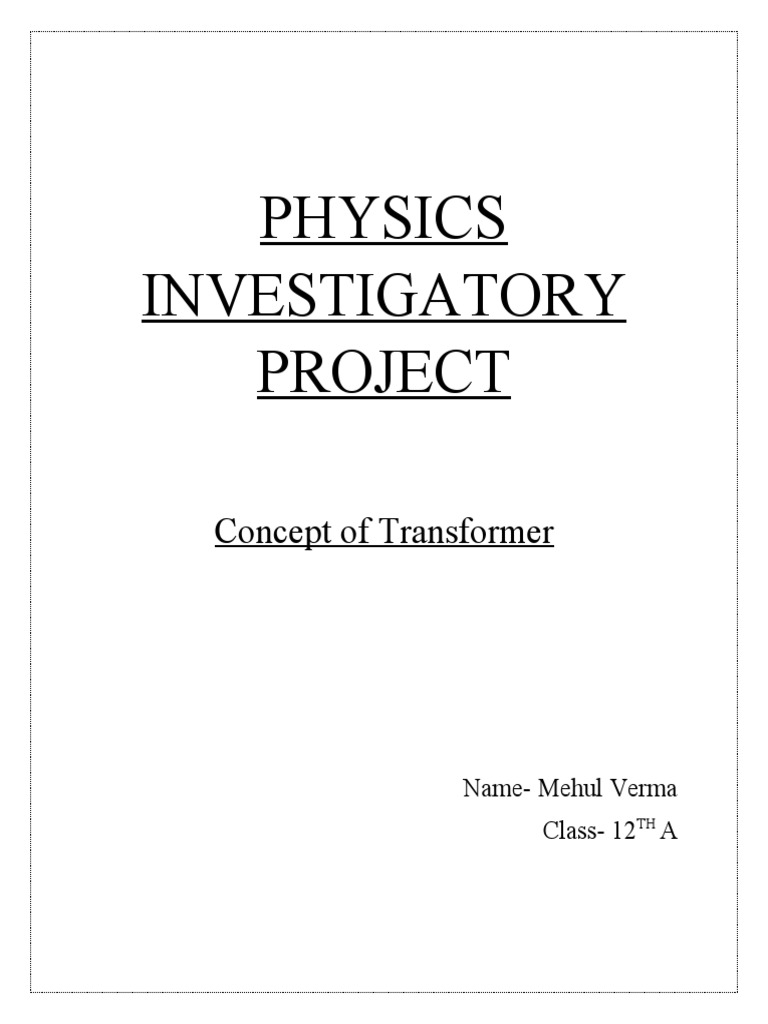 Physics Investigatory Project | PDF | Electromagnetic Induction | Inductor