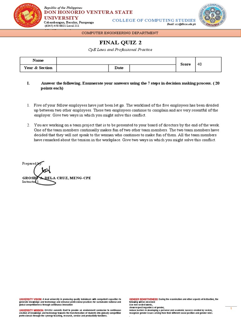 CpE Laws - Finals Quiz 2 | PDF