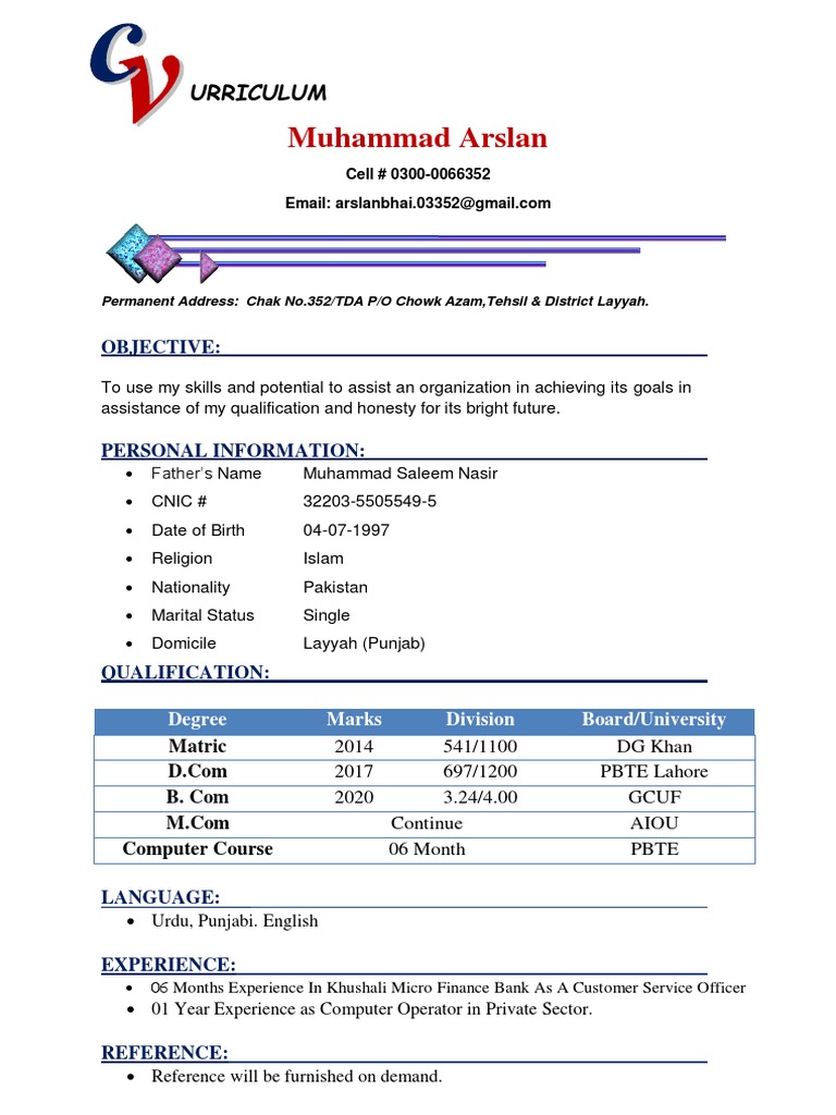 M.ARSLAN (CV) Updated | PDF | Career & Growth