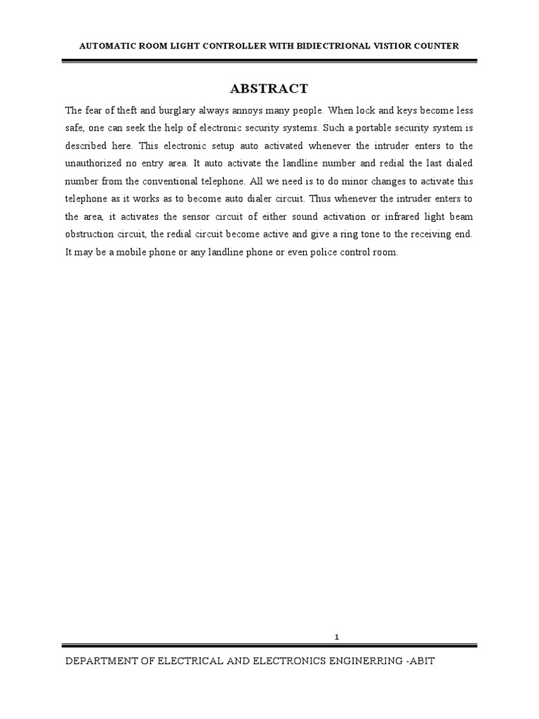 Automatic Room Light Controller With Bidirectional Visitor Counter ...