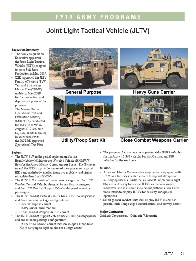 2019 JLTV | PDF | Vehicles | Military Science