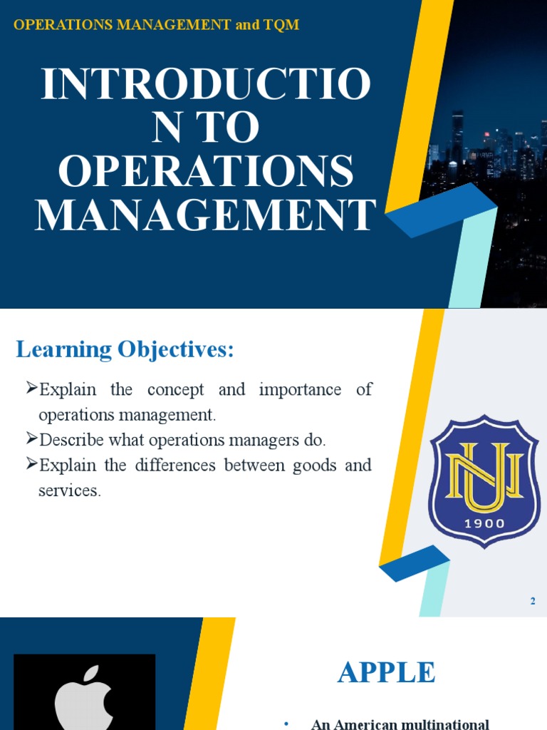 Operations Management and TQM PPT Week1 Ch1 | PDF