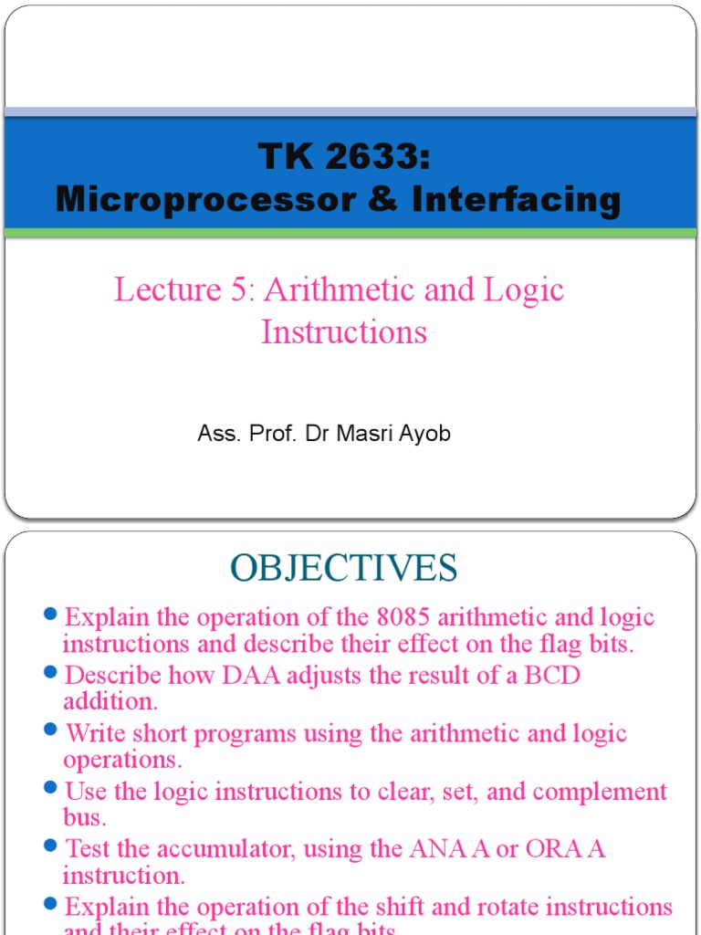 Lecture5-Arithmetic and Logic Instructions | PDF
