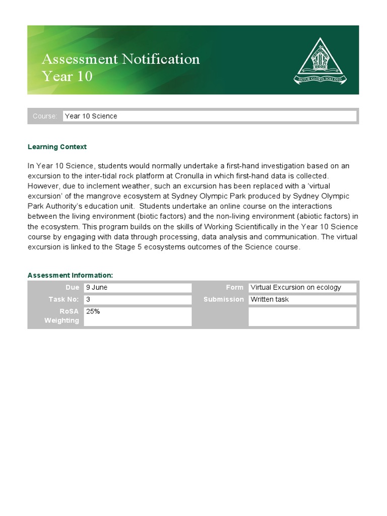 2021 Year 10 Assessment Task 3 Assessment Notification | PDF ... 2021 Year 10 Assessment Task 3 Assessment Notification | PDF ...