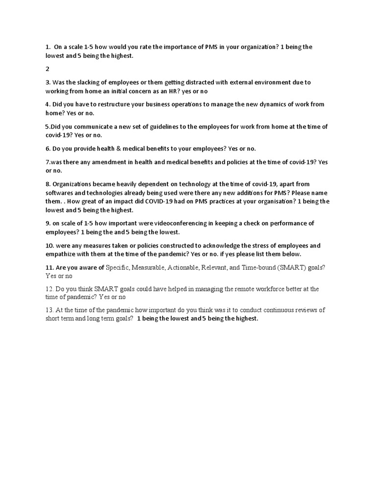 Pms Questionnaire | PDF | Business | Career & Growth